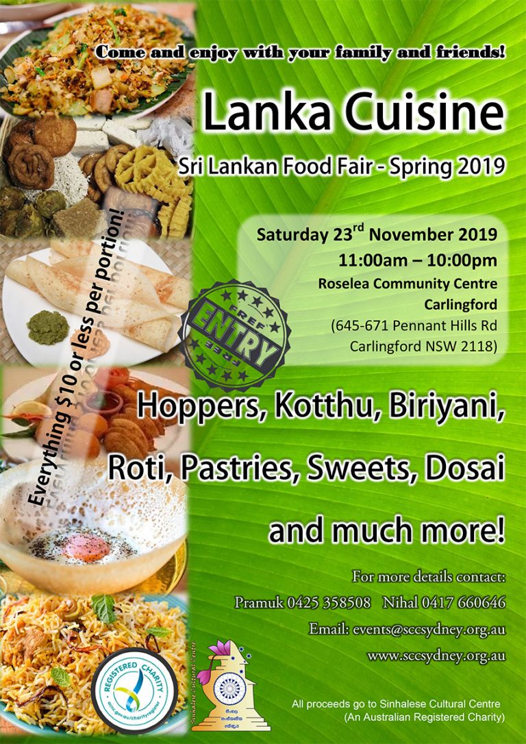 Lanka Cuisine – Sri Lankan Food Fair – Spring 2019 – Sinhalese Cultural ...